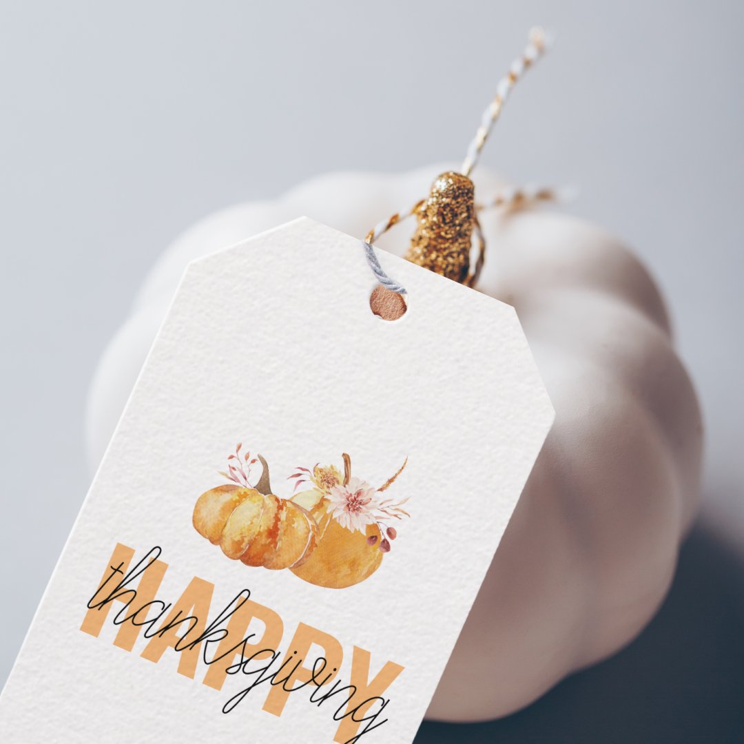 Watercolor Pumpkins & Orange Happy Thanksgiving Square Sticker | Zazzle