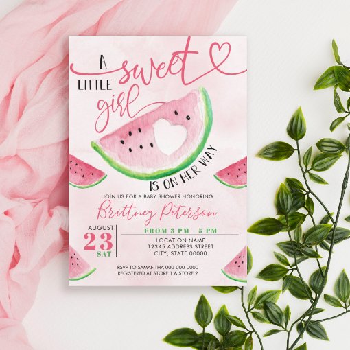 Watermelon Pink Girl Baby Shower Invitation | Zazzle