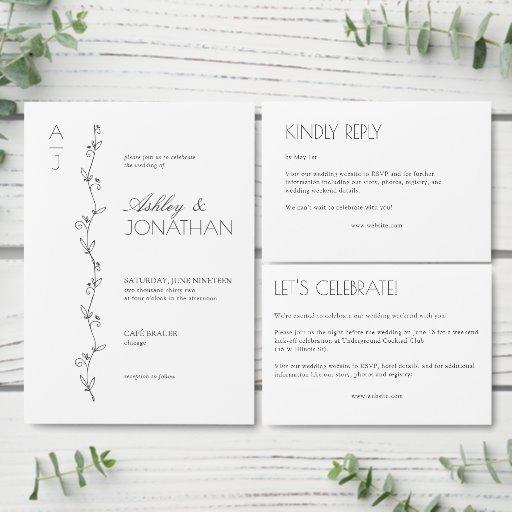 Modern Botanical Divider Sage Green Wedding Invitation | Zazzle