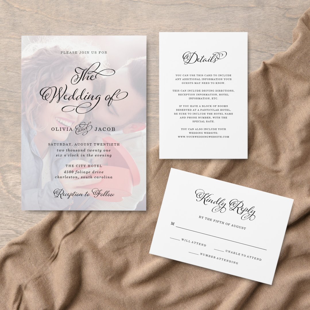 Wedding Charm | Black and White Calligraphy Invitation | Zazzle