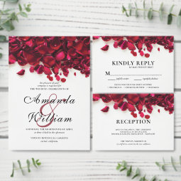 Elegant Red Roses Wedding Invitation | Zazzle