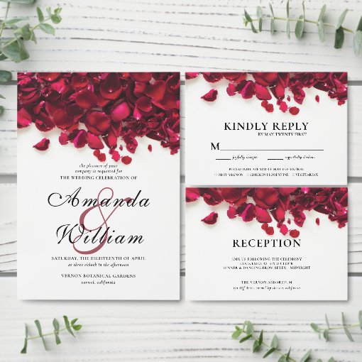 Elegant Red Roses Wedding Invitation | Zazzle