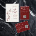 Minimal Crimson Red Foliage Outline Wedding Invitation | Zazzle