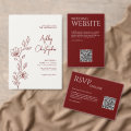 Minimal Crimson Red Foliage Outline Wedding Invitation | Zazzle