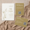 Modern Gold Foliage Outline All-in-One Wedding Invitation | Zazzle
