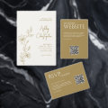 Modern Gold Foliage Outline All-in-One Wedding Invitation | Zazzle