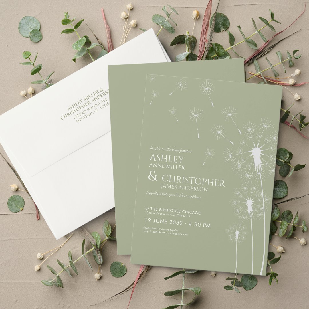 Gold Dandelion Wedding Save the Date Card | Zazzle