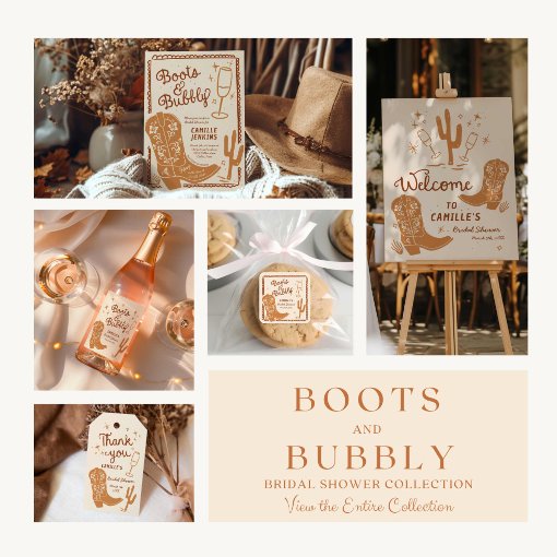 Boots and Bubbly Bridal Shower Welcome Sign | Zazzle