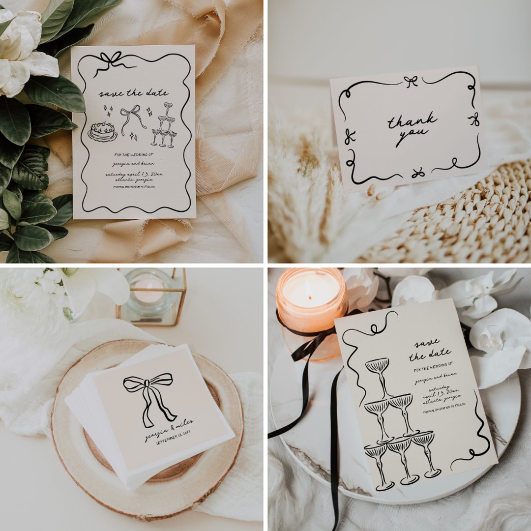 Hand Drawn Squiggle Frame Place Card | Zazzle