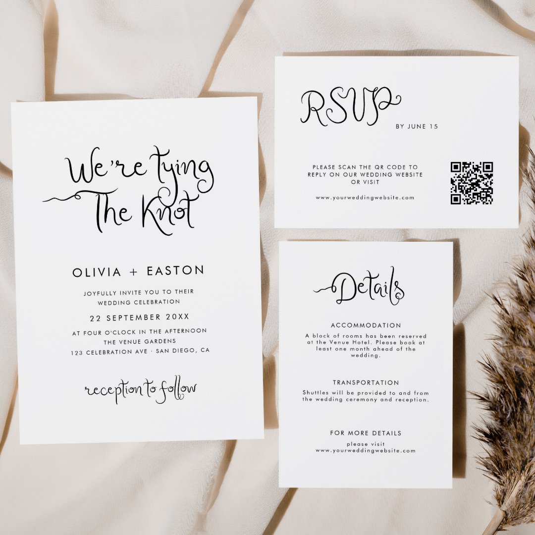Tying the Knot Whimsical Handwritten Wedding Invitation | Zazzle