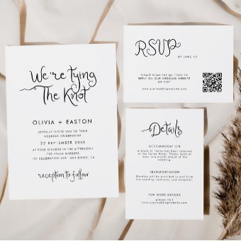 Tying the Knot Whimsical Handwritten Wedding Invitation | Zazzle