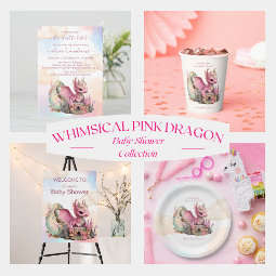 Whimsical Watercolor Pink Dragon Baby Shower Foam Board | Zazzle