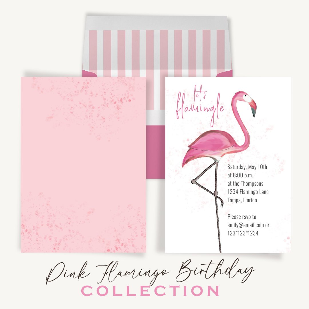 Pink Birthday Cute Flamingo QR Code Social Media Invitation | Zazzle