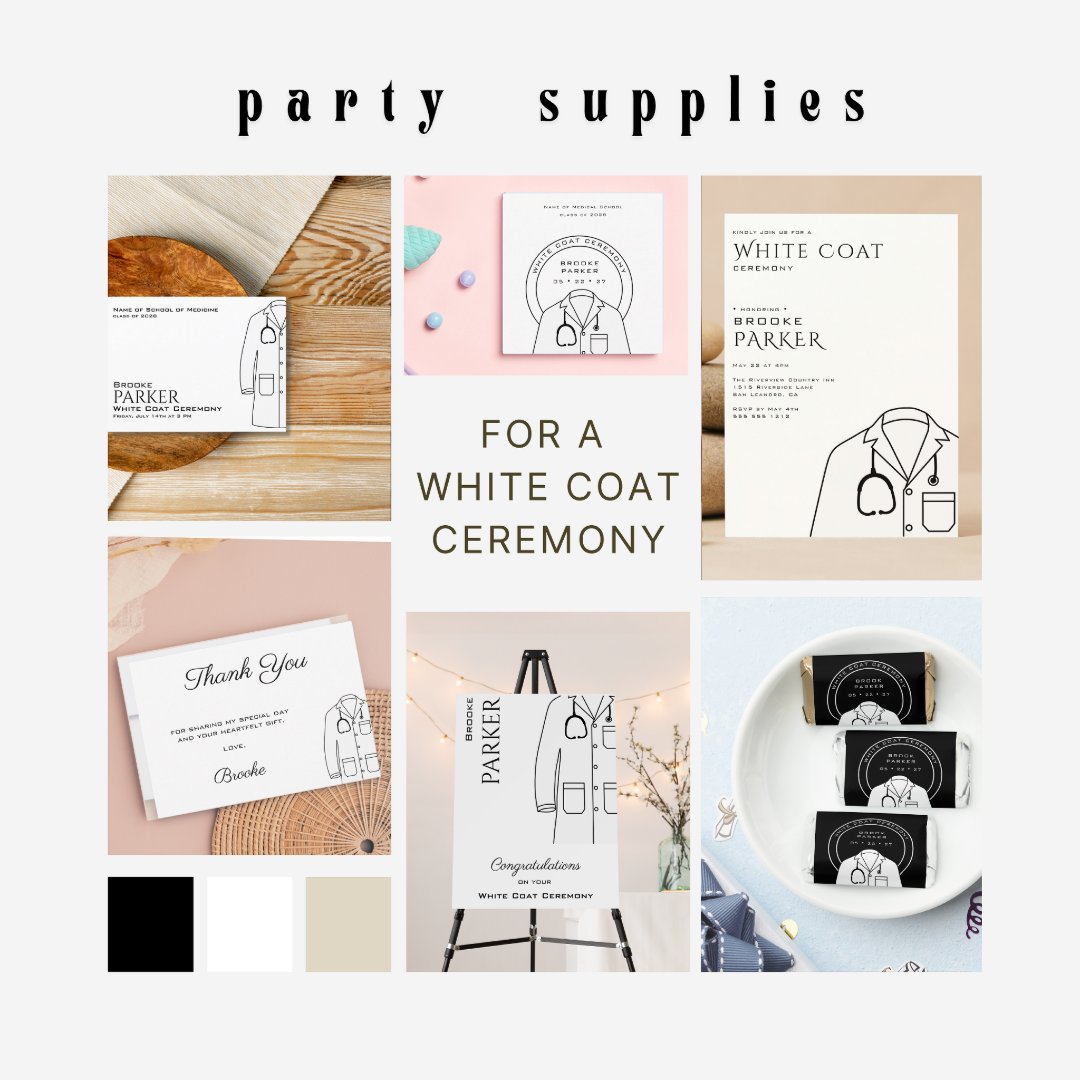 Modern White Coat Ceremony Party Invitation | Zazzle