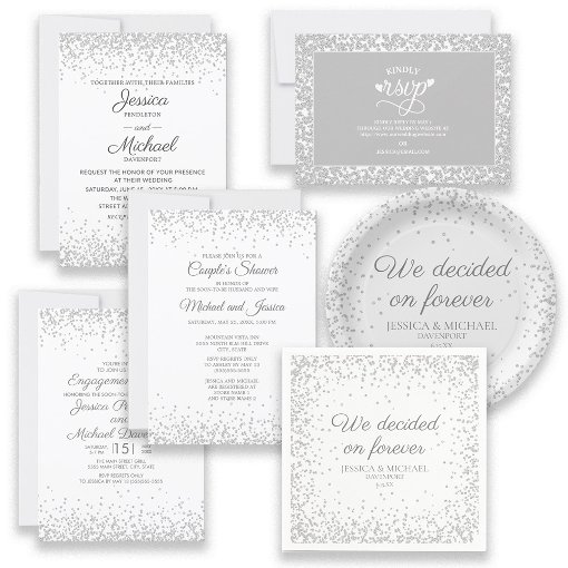 Classic Elegant White Silver Glitter Wedding Invitation | Zazzle