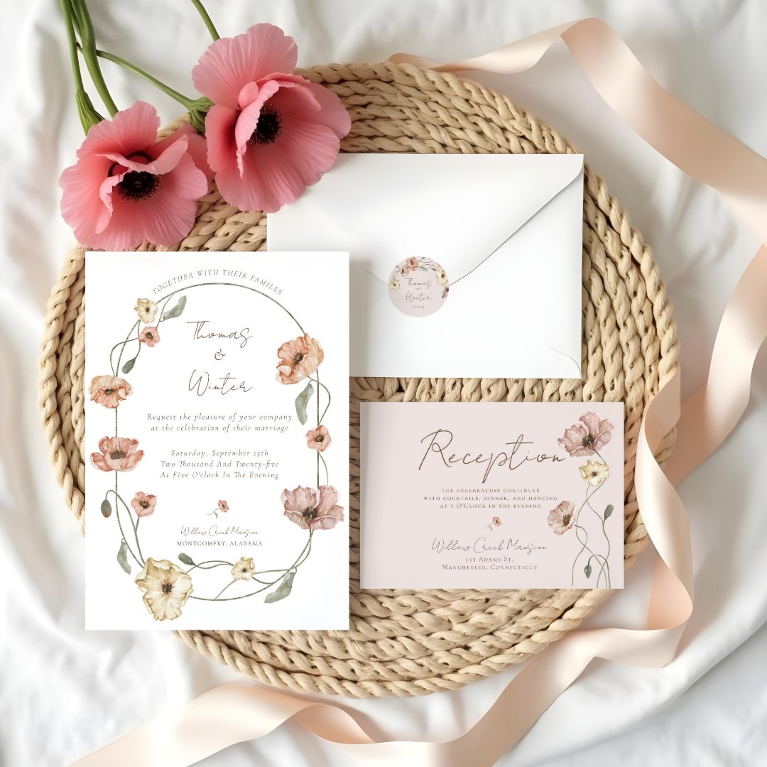 Iceland Poppy Flowers Arch Crest Monogram Embosser | Zazzle