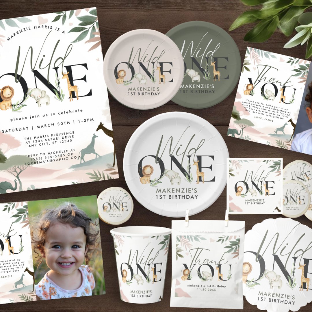 Wild One Safari 1st Birthday Party Invitation | Zazzle