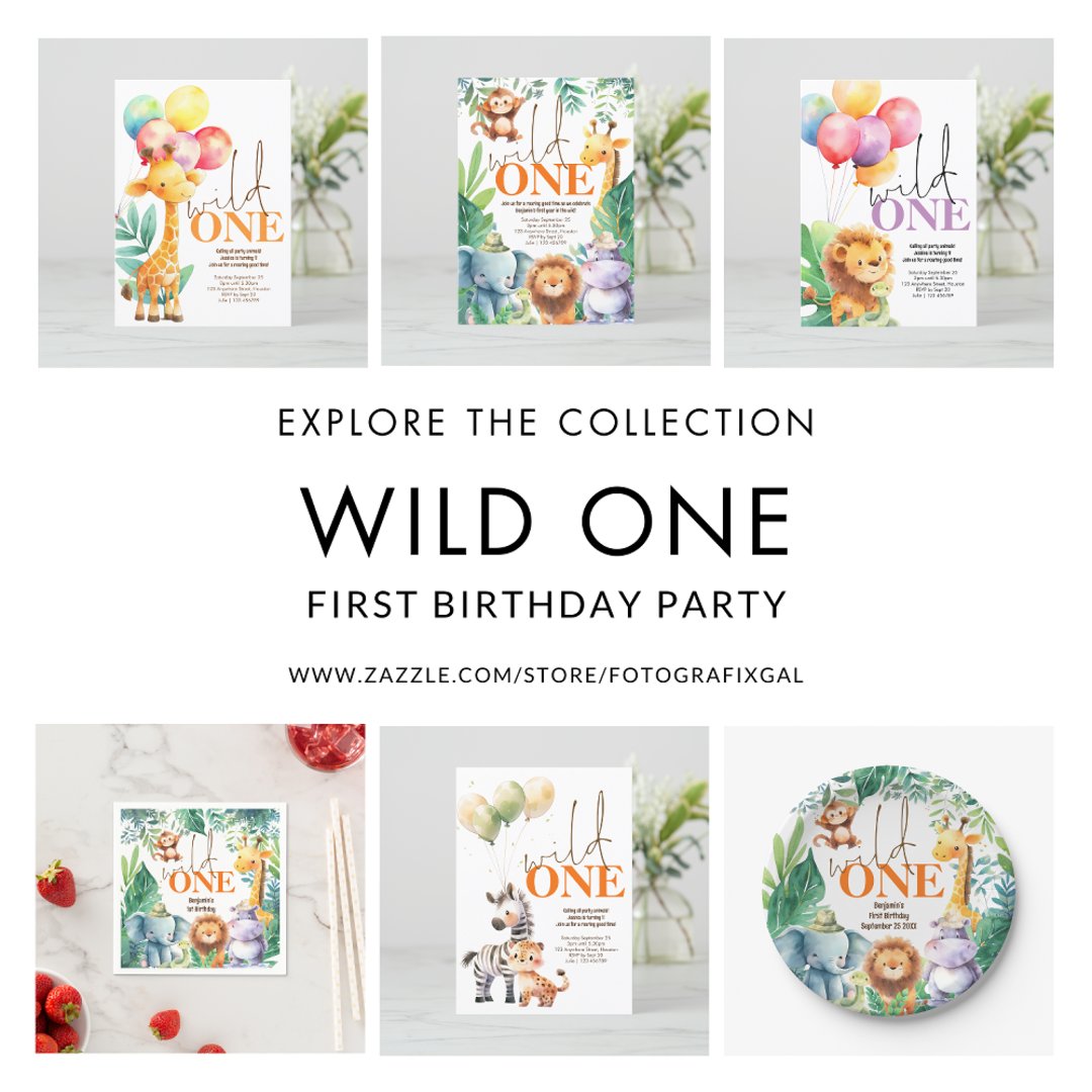 Value Wild One Jungle Animals 1st Birthday Party Flyer | Zazzle