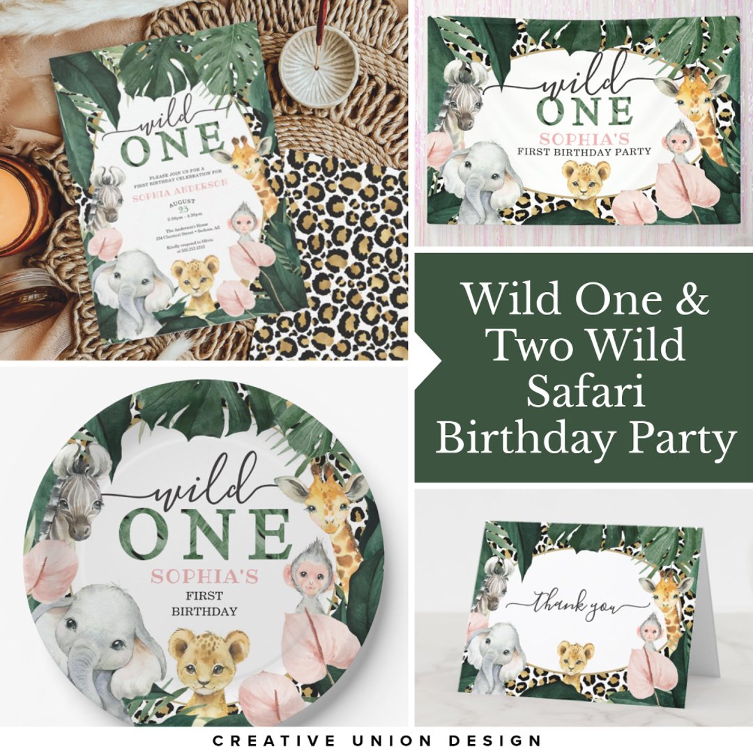 Wild Safari Jungle Animals 1st Birthday Invitation | Zazzle