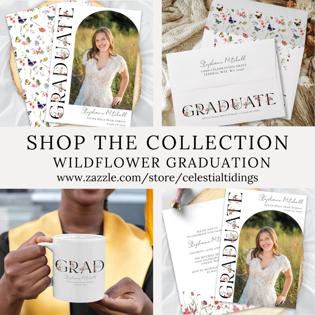 Elegant Wildflower Photo Graduation Announcement | Zazzle