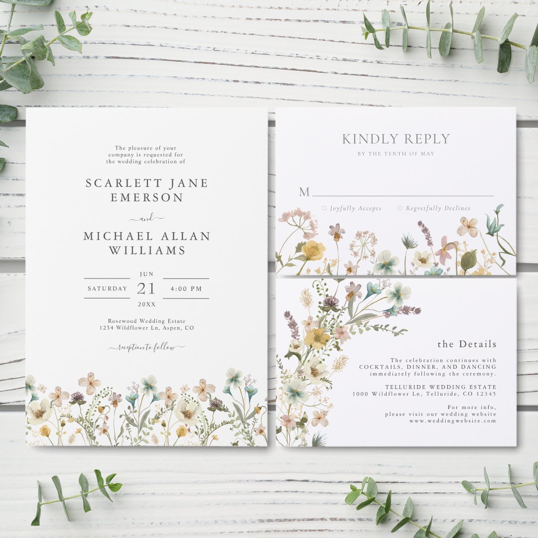 Wildflower Boho Wedding Invitation | Zazzle
