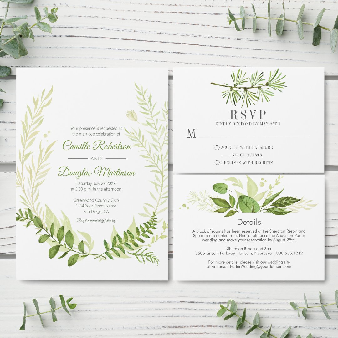 Greenery Framed Watercolor Splash Birthday Invitation | Zazzle