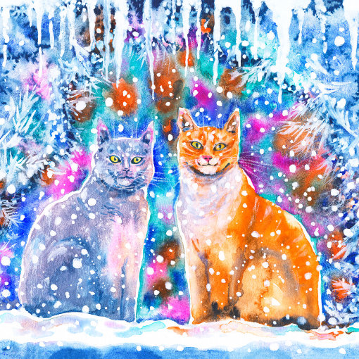Winter Cats Christmas Holiday Card | Zazzle