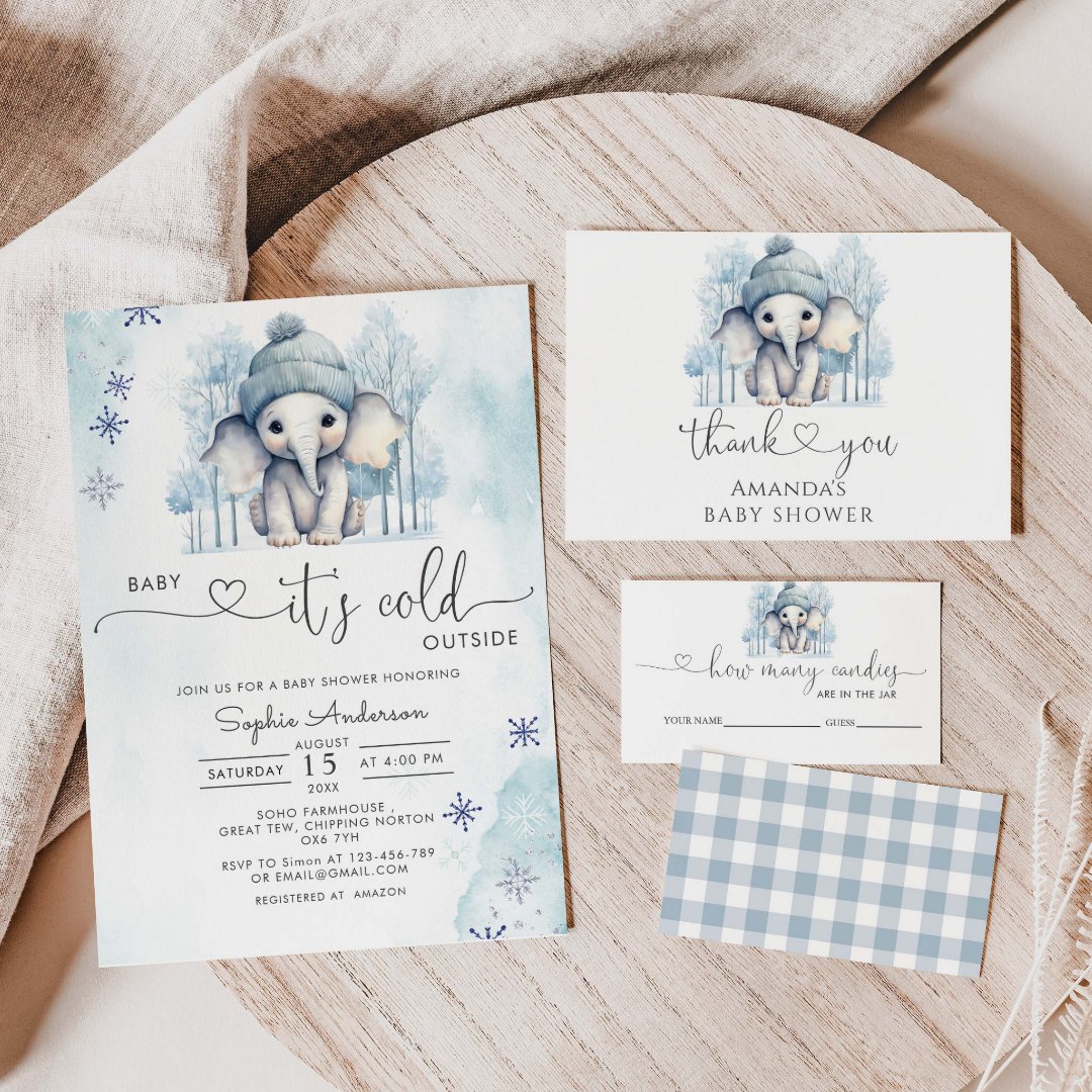 Baby It's Cold Outside Elephant Boy Baby Shower Foam Board | Zazzle