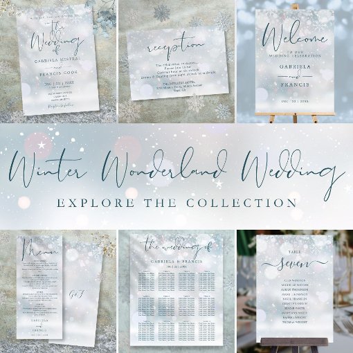 Winter Wonderland Script Snow Photo Wedding Invitation | Zazzle