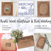 Rustic Laser Engraved Look Bird Floral Wedding Invitation | Zazzle