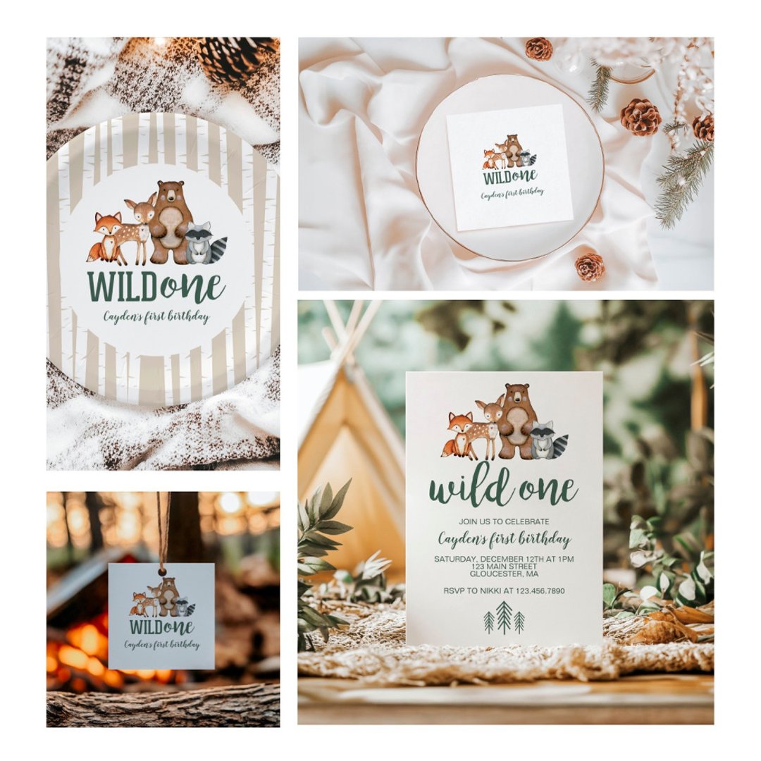 Wild Onederful Woodland Animal First Birthday Invitation | Zazzle