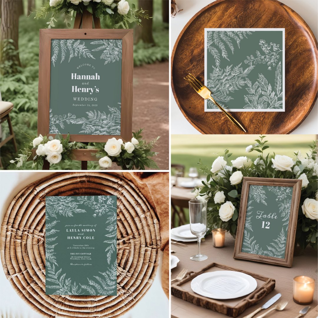 Botanical Fern Woodland Wedding Welcome Sign | Zazzle