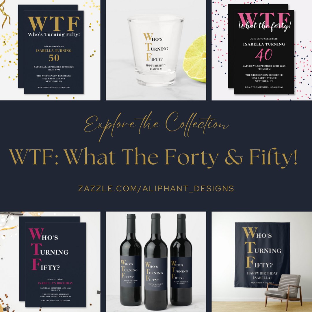 Funny 50th Birthday WTF Humorous Invitation | Zazzle