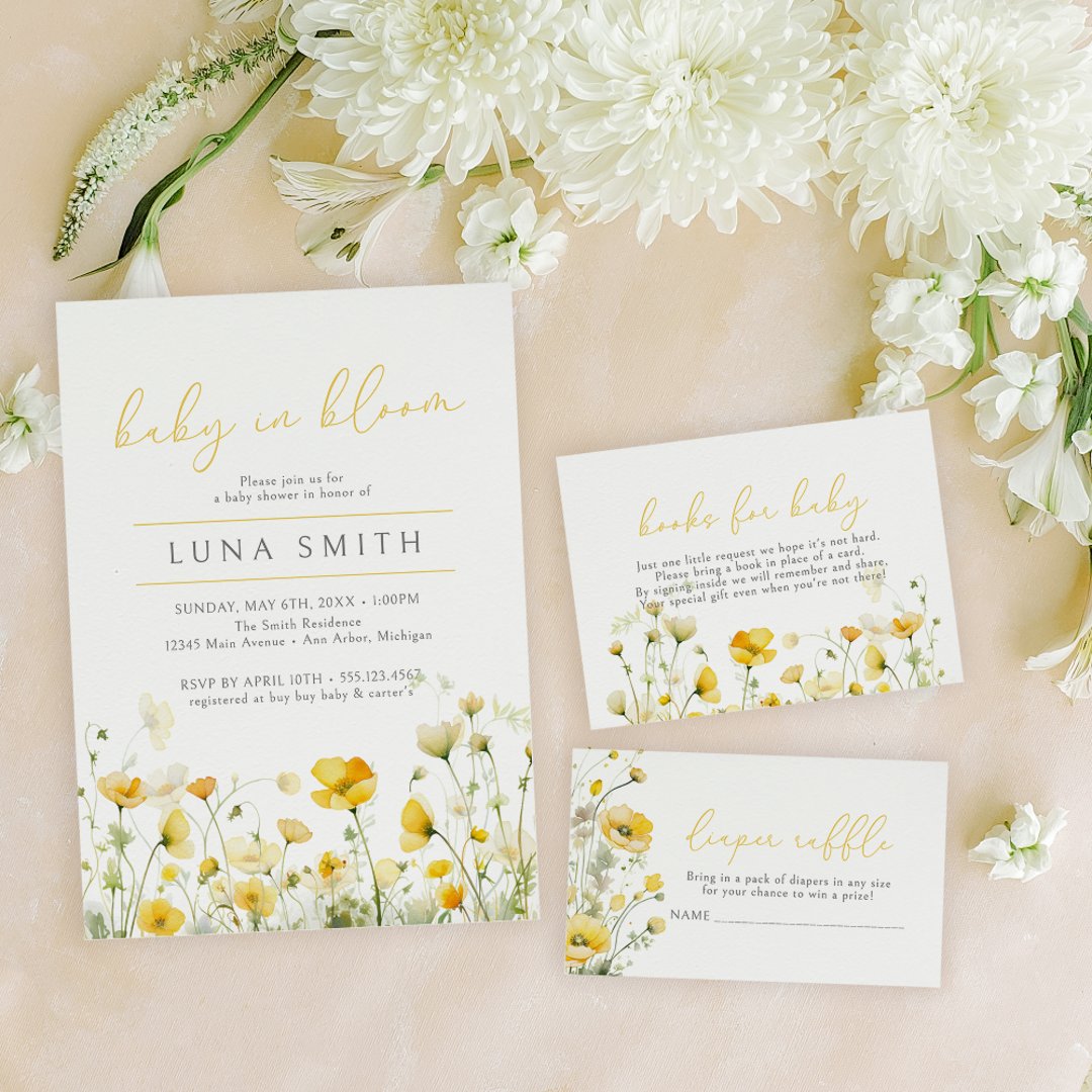 Yellow Baby In Bloom Wildflower Shower Favor Sign | Zazzle