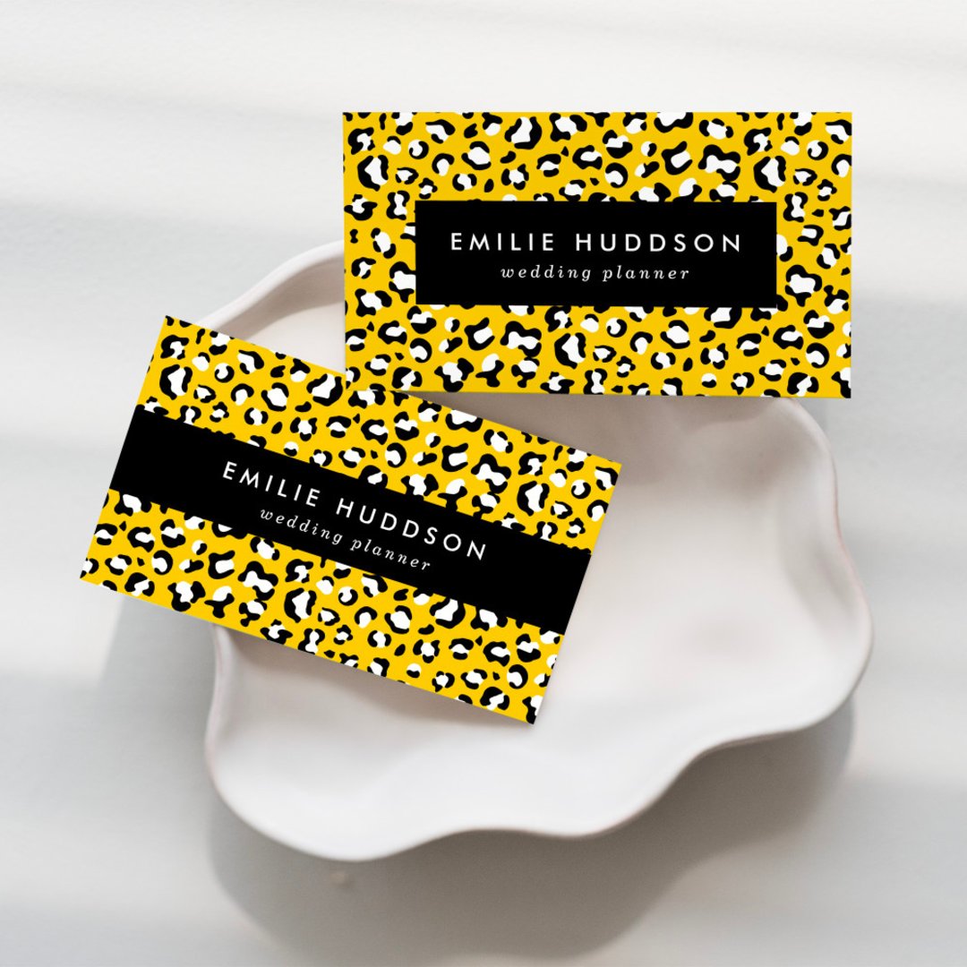 Leopard Print, Leopard Spots, Yellow Leopard Business Card | Zazzle