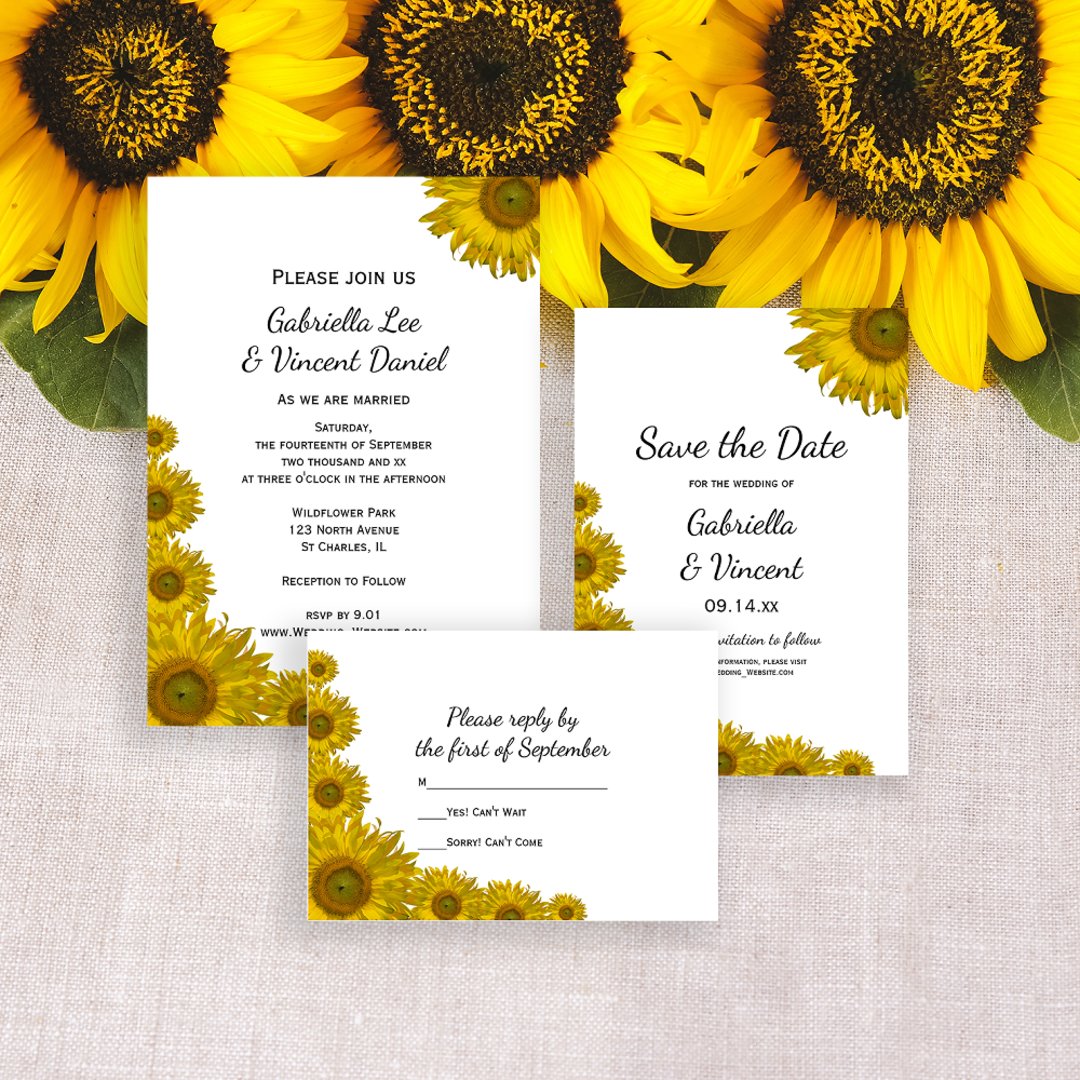 Sunflower Edge Wedding Invitation | Zazzle