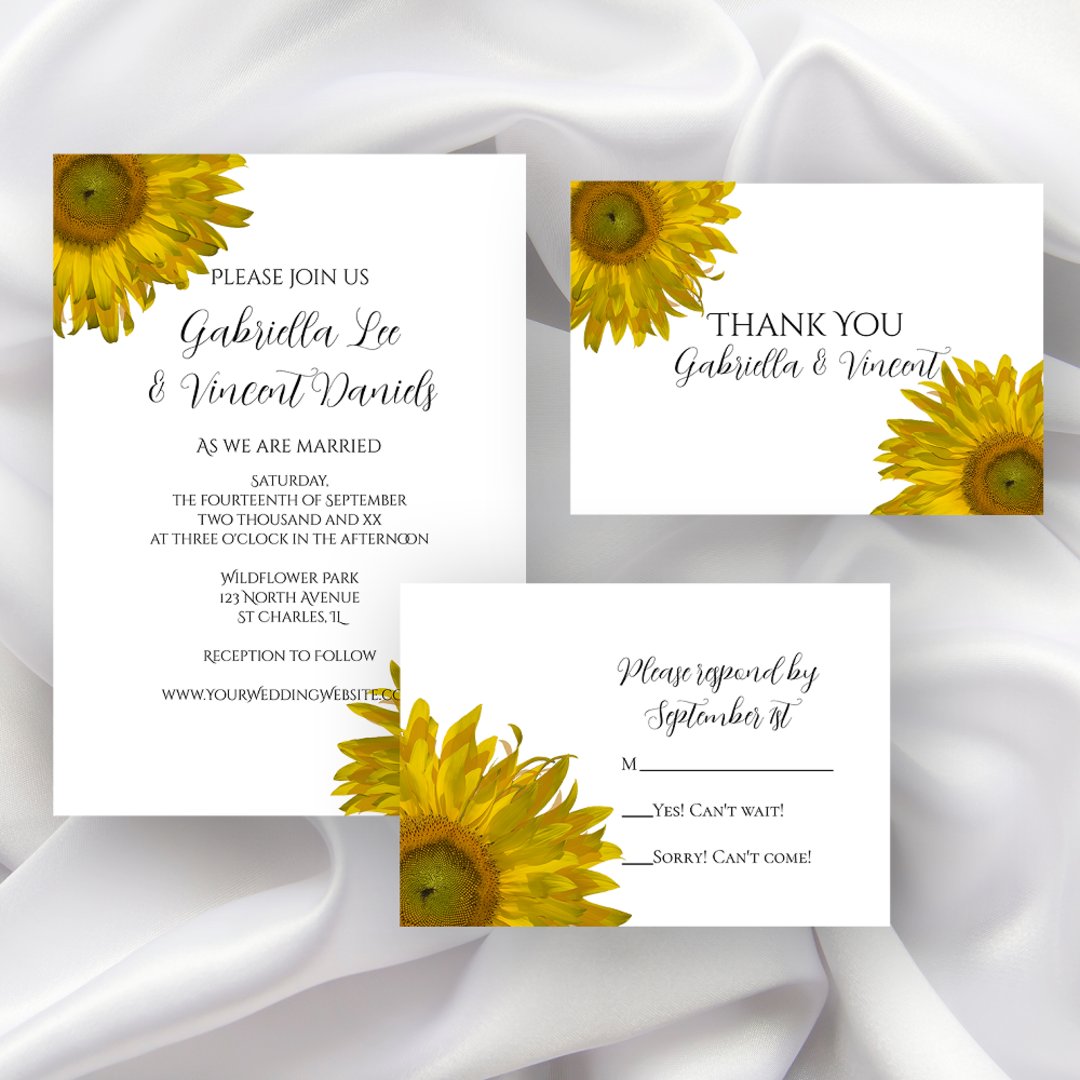 Yellow Sunflowers Wedding Invitation | Zazzle