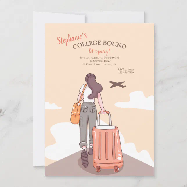 College Bound Female Party Invitation | Zazzle