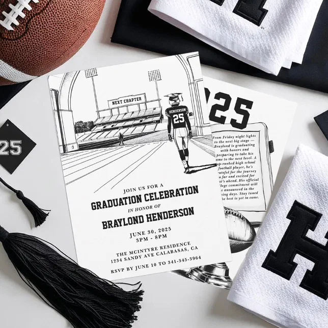 College Bound Football Player Graduation Invitation | Zazzle