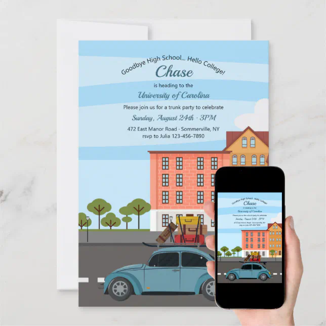 College Bound Trunk Party Invitation | Zazzle