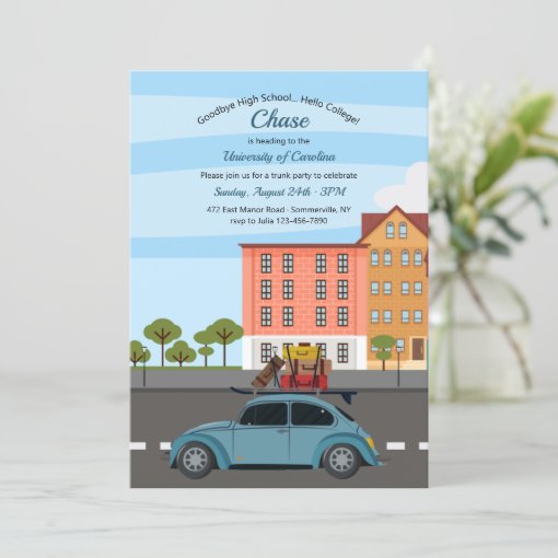 College Bound Trunk Party Invitation | Zazzle