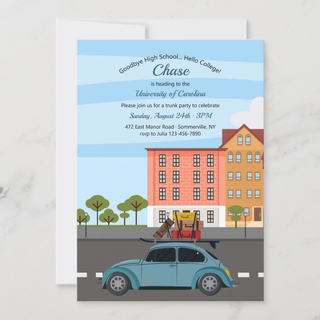 College Bound Trunk Party Invitation | Zazzle