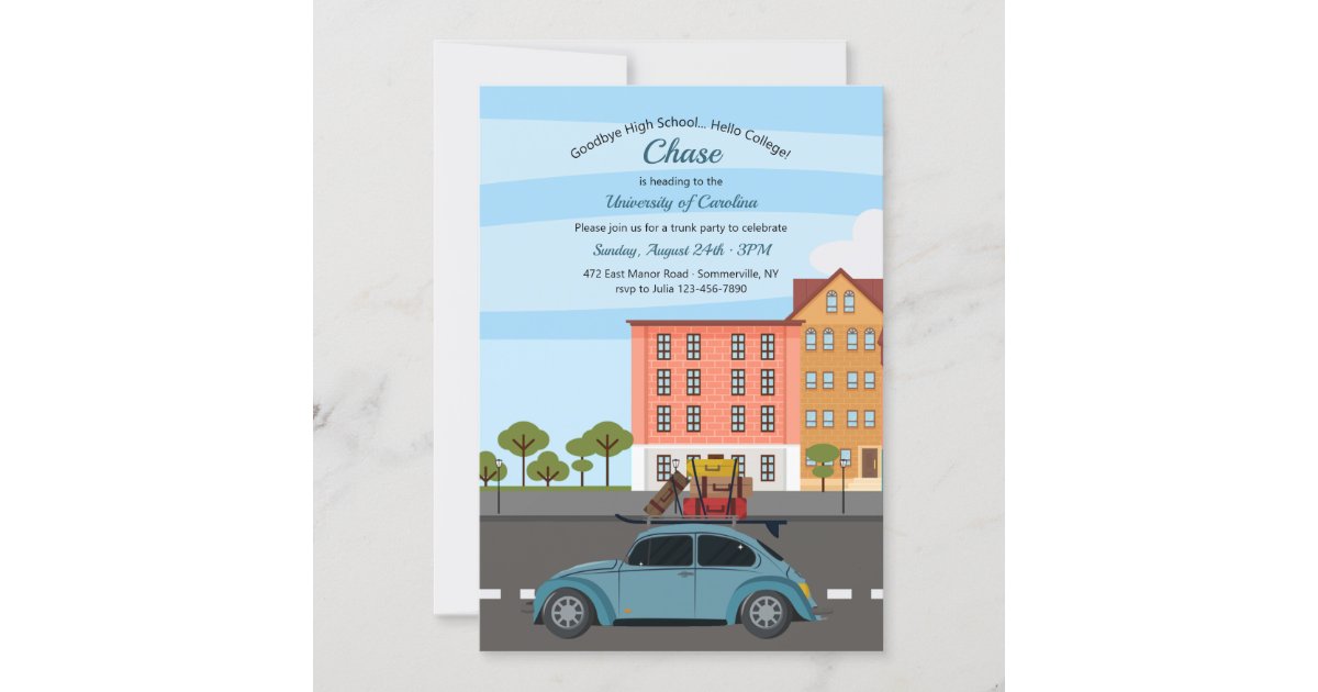 College Bound Trunk Party Invitation | Zazzle