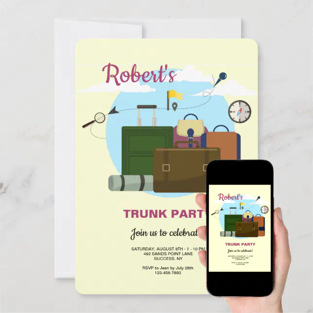 College Bound Trunk Party Invitations | Zazzle