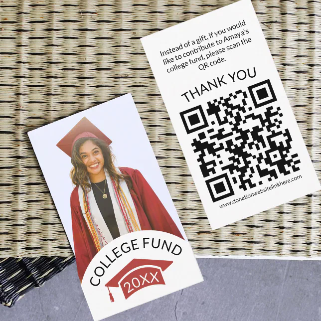 College Fund Grad Cap QR Code Graduation Insert | Zazzle