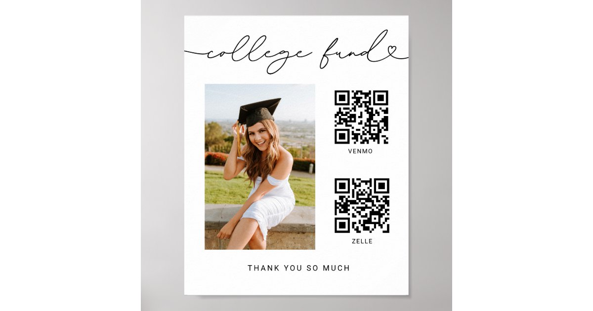 College Fund Graduation Photo QR Code Sign | Zazzle