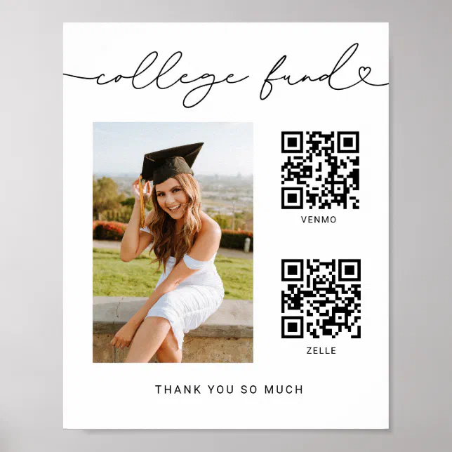 College Fund Graduation Photo QR Code Sign | Zazzle