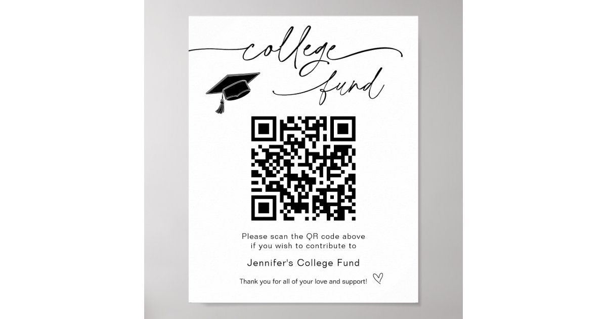 College Fund QR Code Sign | Zazzle