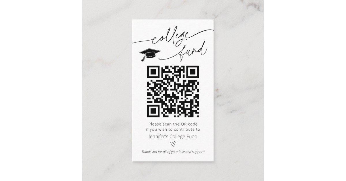 College Fund QR Code Sign Business Card | Zazzle