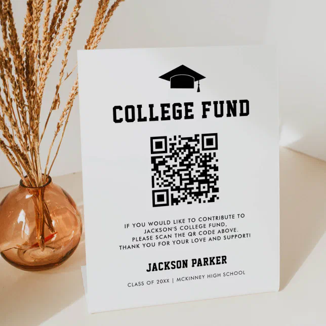 College Fund QR Code Sign for Graduation Party | Zazzle
